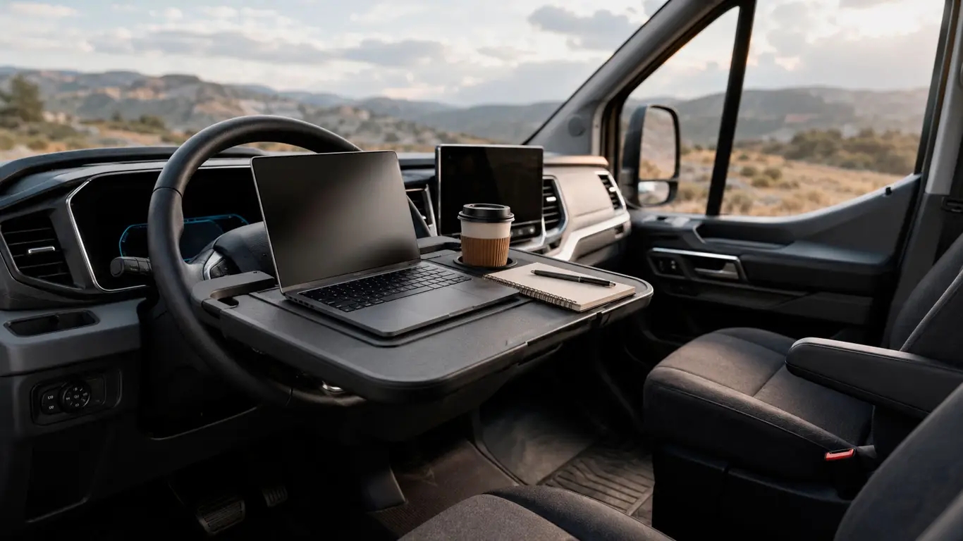 Ford turns the steering wheel into a desk — patent for office on the go
